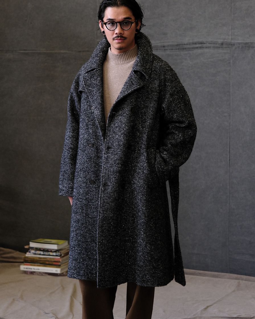 Felted Tweed Double Breasted Trench Coat Two-tone | Labour Union ...