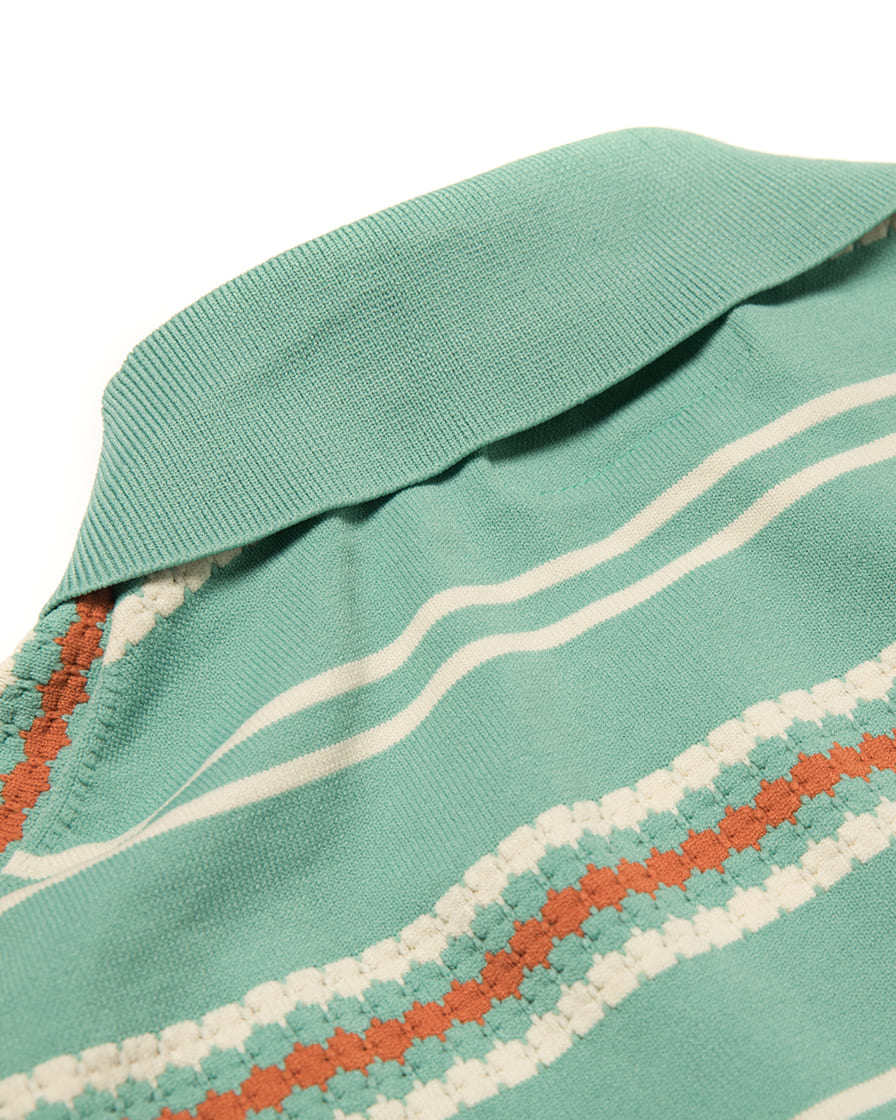 Labour Union Stripped Spear Collar Polo Shirt Mint – Labour Union ...