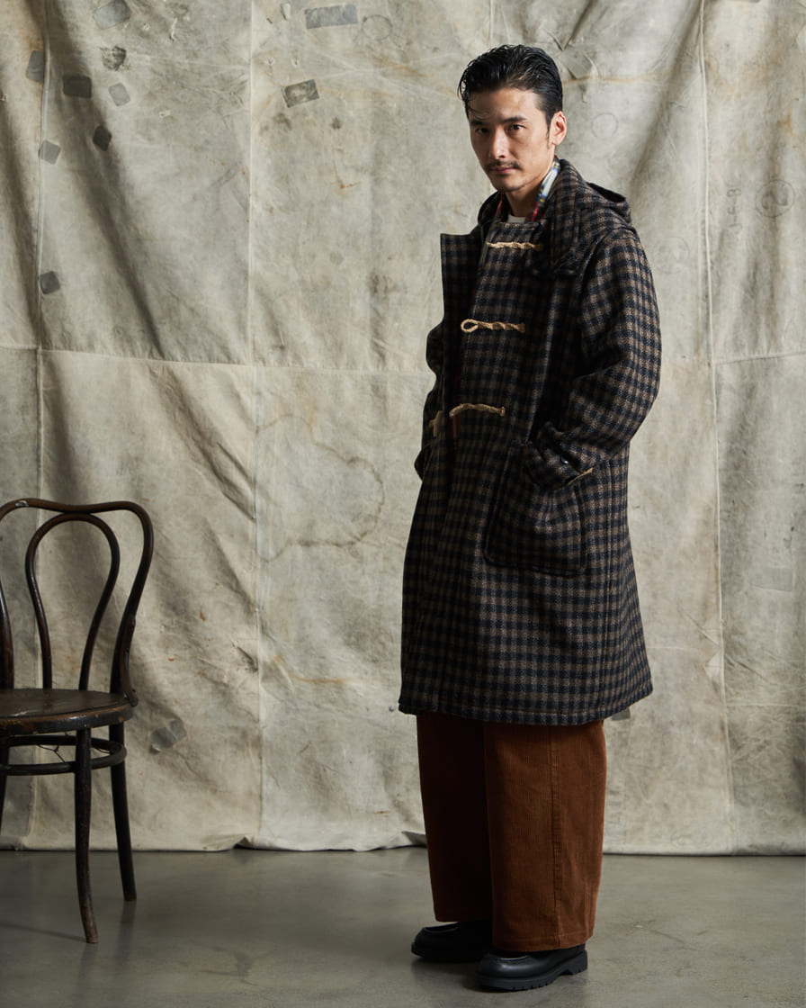 Checked Melton Wool Duffle Coat-Labour Union Clothing 22AW | Timeless ...
